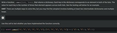 solved write a function common list1 list2 that returns