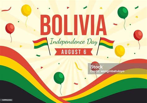 볼리비아 독립 기념일 벡터 일러스트레이션 8월 6일 축제 공휴일 플랫 만화 손으로 그린 랜딩 페이지 배경 템플릿 8월에 대한 스톡 벡터 아트 및 기타 이미지 Istock