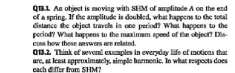 Solved An Object Is Moving With SHM Of Amplitude A On The Chegg