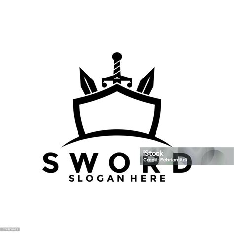 검과 방패 완벽한 로고 벡터 템플릿입니다 검 로고 아이콘 디자인 0명에 대한 스톡 벡터 아트 및 기타 이미지 0명 강철