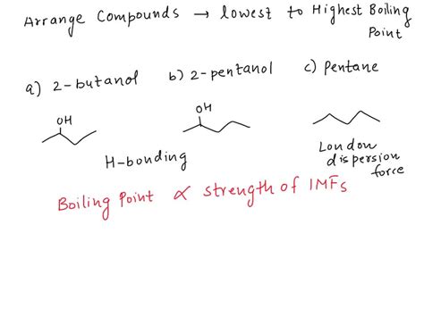 Solved Arrange The Following Compounds In Order From Lowest To Highest Boiling Point 2
