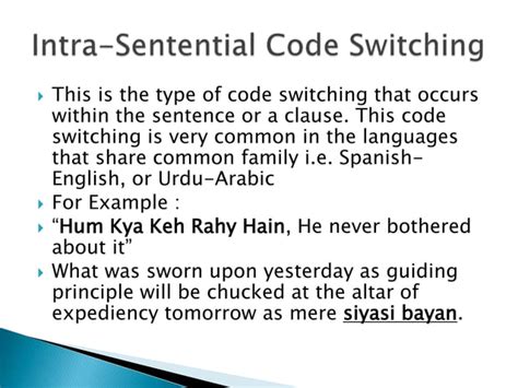 Code Switching Types And Reasons