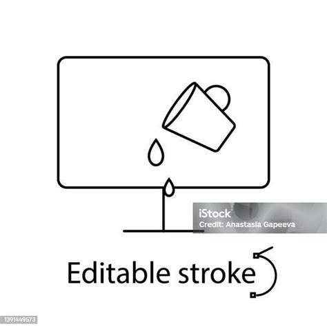 컴퓨터 문제 개요 아이콘입니다 모니터에 물이 쏟아졌습니다 모노블록 데미지 편집 가능한 스트로크 벡터 일러스트 레이 션 엎지름에 대한 스톡 벡터 아트 및 기타 이미지 Istock