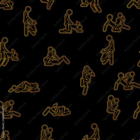 Vector Seamless Pattern Sexy Poses Erotic Illustration Kamasutra Set For Clothes And Bed Linen