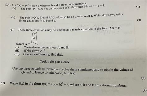 Solved Q 4 Let F X Ax2 Bx C Where A B And C Are Chegg Com