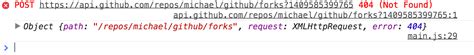 forking a repo with the github api with client side javascript and
