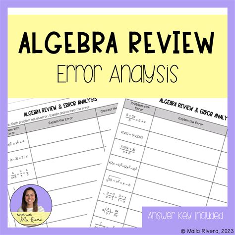 Algebra Review Error Analysis Worksheet Made By Teachers