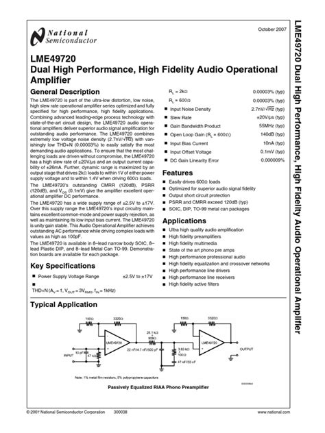 LME49720 | Amplifier | Operational Amplifier
