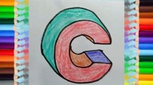 3d Trick Art And Coloring How To Draw Letter C In 3d