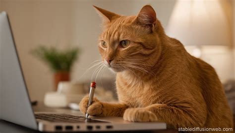 Blonde Guy Coding With Cat Stable Diffusion Online