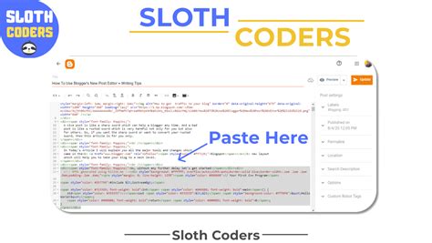 How To Add Code Box In Blogger Post Sloth Coders