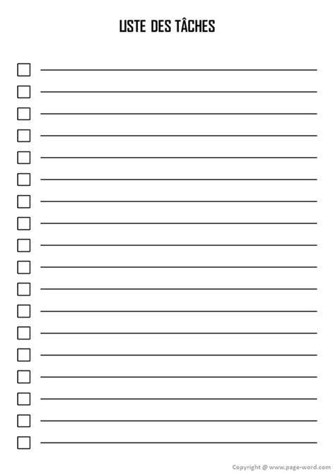 modèle de feuille de tâches pdf à télécharger et imprimer gratuit