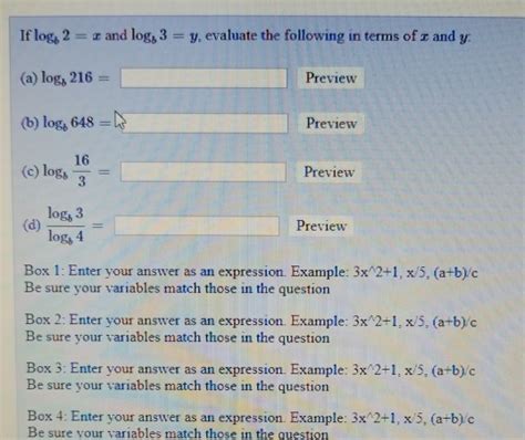 Solved If Logb 2 And Log 3 A Log 216 B Log 648 Chegg Com