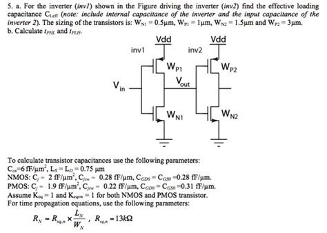 5 A For The Inverter Invl Shown In The Figure Driving The Inverter Inv2