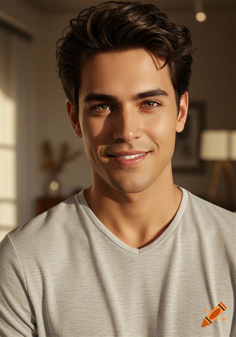 A Photorealistic Close Up Portrait Of A Handsome Man With Deep Hazel