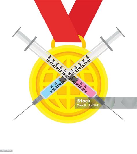 금메달 넘어 주사기도 핑 도핑에 대한 스톡 벡터 아트 및 기타 이미지 도핑 0명 건강 진단 Istock