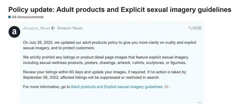 亚马逊更新成人用品上架政策 9月26日前未更改将被禁售 知乎 亚马逊更新成人用品上架政策 9月26日前未更改将被禁售 知乎