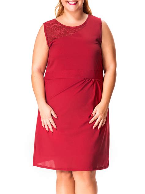 Cheap Plus Size Prom Dresses Scoop Knee Length Lace Red Prom Dress Jkp