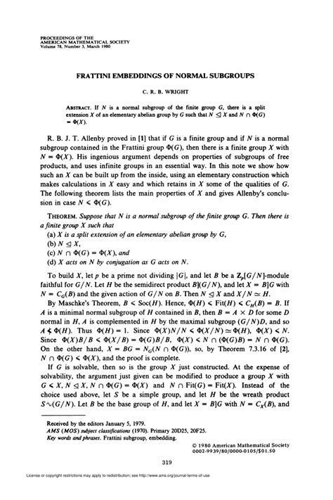 Pdf Frattini Embeddings Of Normal Subgroups