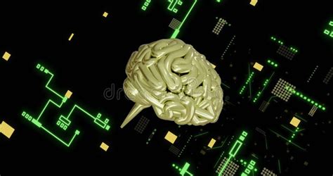 Digital Brain Surrounded By Circuits Representing Artificial