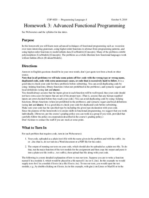 fillable online homework 3 advanced functional programming