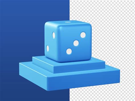 3d 만화는 Ui Ux 웹 모바일 앱 광고 디자인을 위한 연단이 있는 파란색 듀스 주사위 도박 아이콘을 렌더링합니다