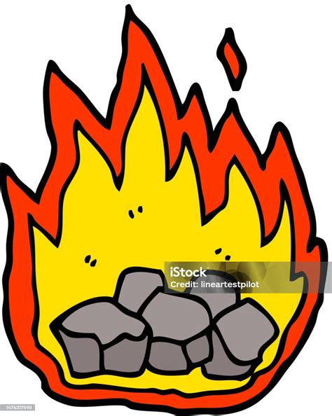 Kartun Doodle Membakar Bara Api Ilustrasi Stok Unduh Gambar Sekarang