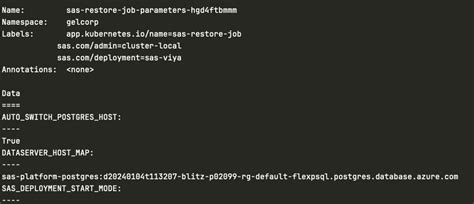 Restore A Viya Backup With Sas Viya Backup And Database Point In Time
