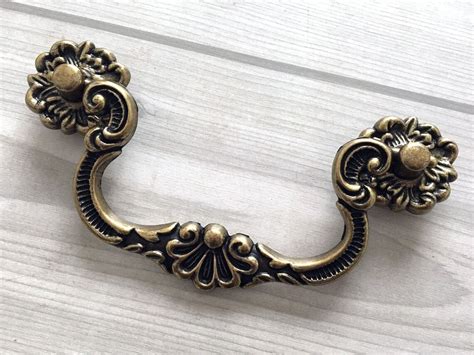 4 Vintage Style Drop Bail Drawer Pull Knob Dresser Pulls Etsy