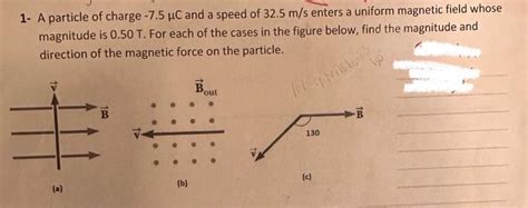 Solved A particle of charge μC and a speed of Chegg com