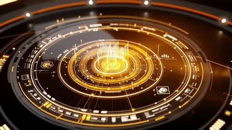 futuristic hud showing data analysis with glowing orange lights stock