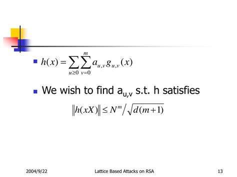 Ppt Lattice Based Attacks On Rsa Powerpoint Presentation Free