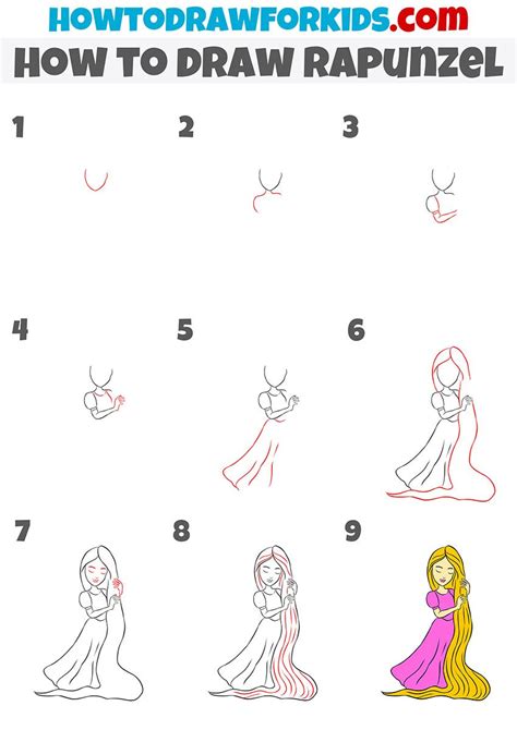 How To Draw Rapunzel Step By Step How To Draw Rapunzel Rapunzel Drawing Rapunzel Hair Outline
