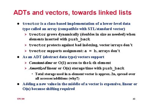 Adts And Vectors Towards Linked Lists L Tvector