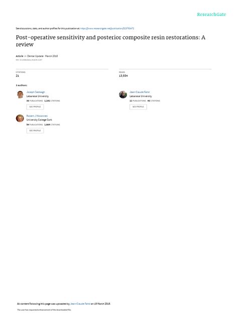 Postoperative Sensitivity Final Proof Pdf Dental Composite Dentistry