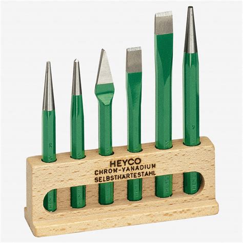 Heyco Chisel And Punch Set In Wooden Stand 6 Pieces