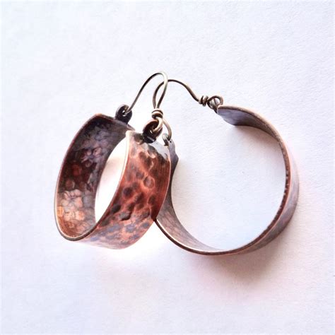 Copper Hoop Earrings Etsy