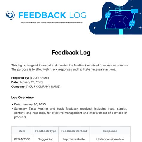 Free Feedback Log Template To Edit Online