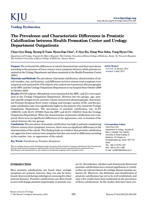 Pdf The Prevalence And Characteristic Differences In Prostatic