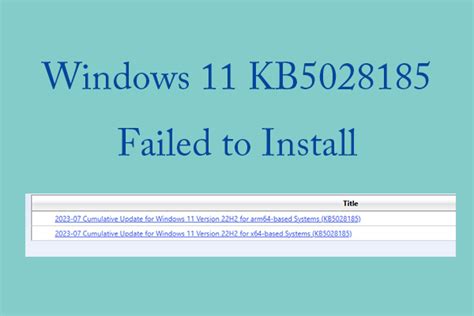 4 Ways To Fix Win11 Kb5028185 Failed To Install Or Stuck At 0