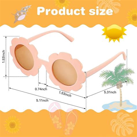 3 Pieces Round Flower Sunglasses Girls Flower Glasses Cute Outdoor