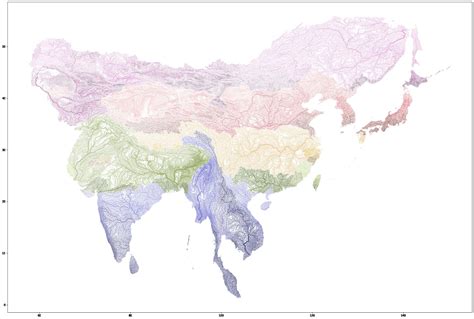 Python Maps On Twitter Here Are All Of The Rivers And Waterways In East Asia Coloured