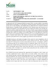 Business Memo 1 Pdf DATE SEPTEMBER 27 2020 TO CEO OF INOVA HEALTH SYSTEMS COPY INOVA