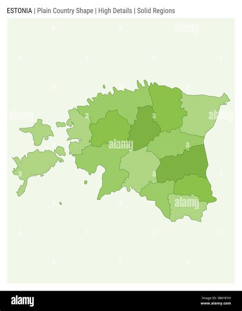 Estonia Plain Country Map High Details Solid Regions Style Shape Of