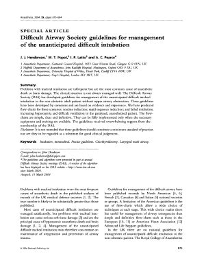 Fillable Online Difficult Airway Society Guidelines For Management Fax Email Print PdfFiller