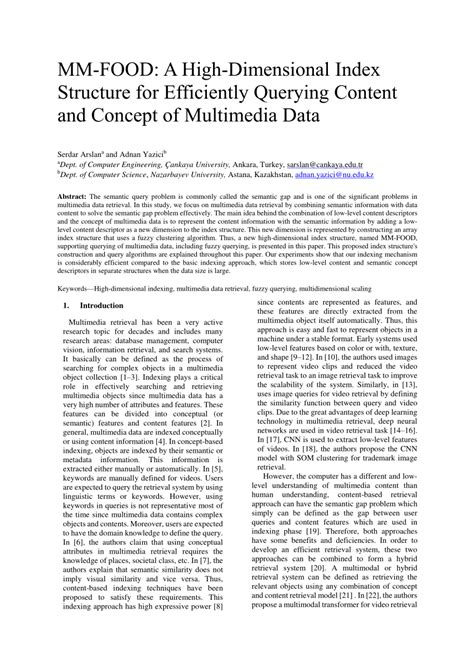 PDF MM FOOD A High Dimensional Index Structure For Efficiently