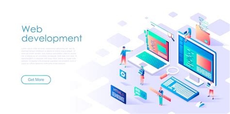 premium vector isometric landing page template web development