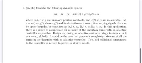 Nonlinear Control System Design Designing System By Chegg