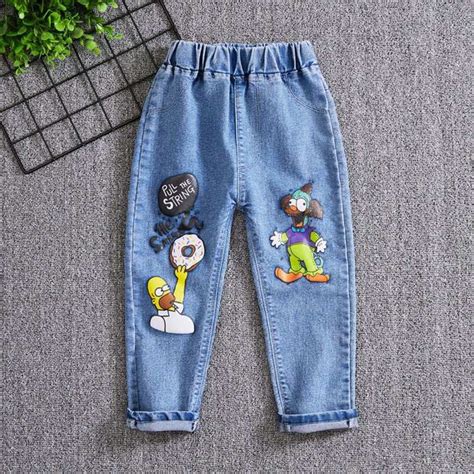 กางเกงยีนขาสั้น พิมพ์ลายการ์ตูนกราฟฟิติ ดอกไม้ แฟชั่นฤดูใบไม้ผลิ และฤดูใบไม้ร่วง สําหรับเด็ก