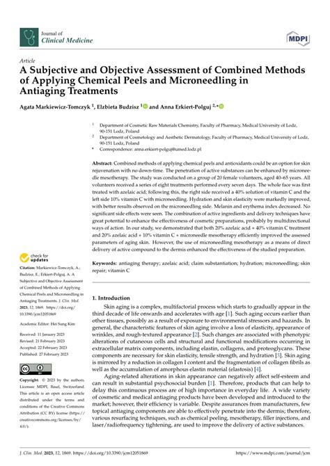 PDF A Subjective And Objective Assessment Of Combined Methods Of Applying Chemical Peels And